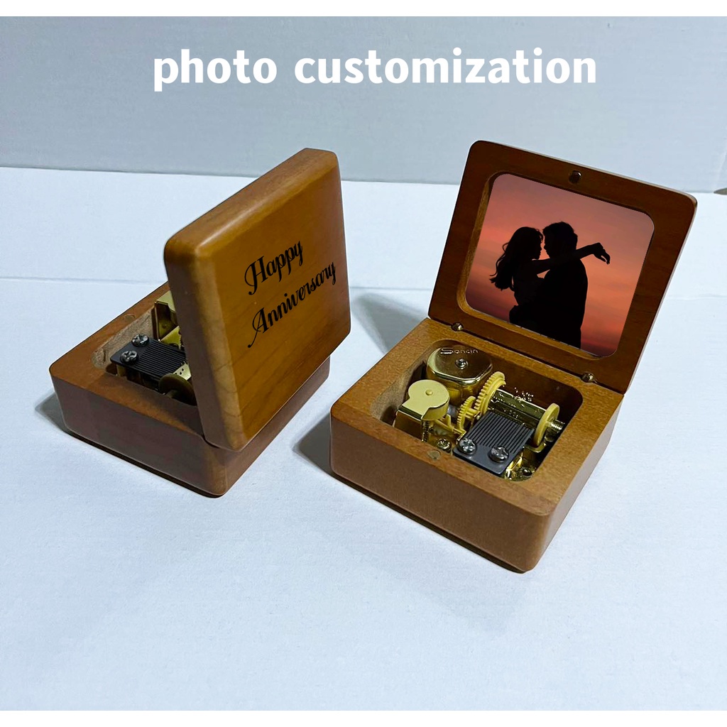 Wooden Customized Music Box Personalized Photo and Text Custom birthday ...
