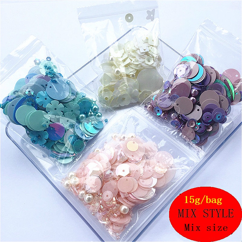 Beads 2mm+Pearl 6mm Sequin Flat Round PVC Shaped Loose Sequins for ...