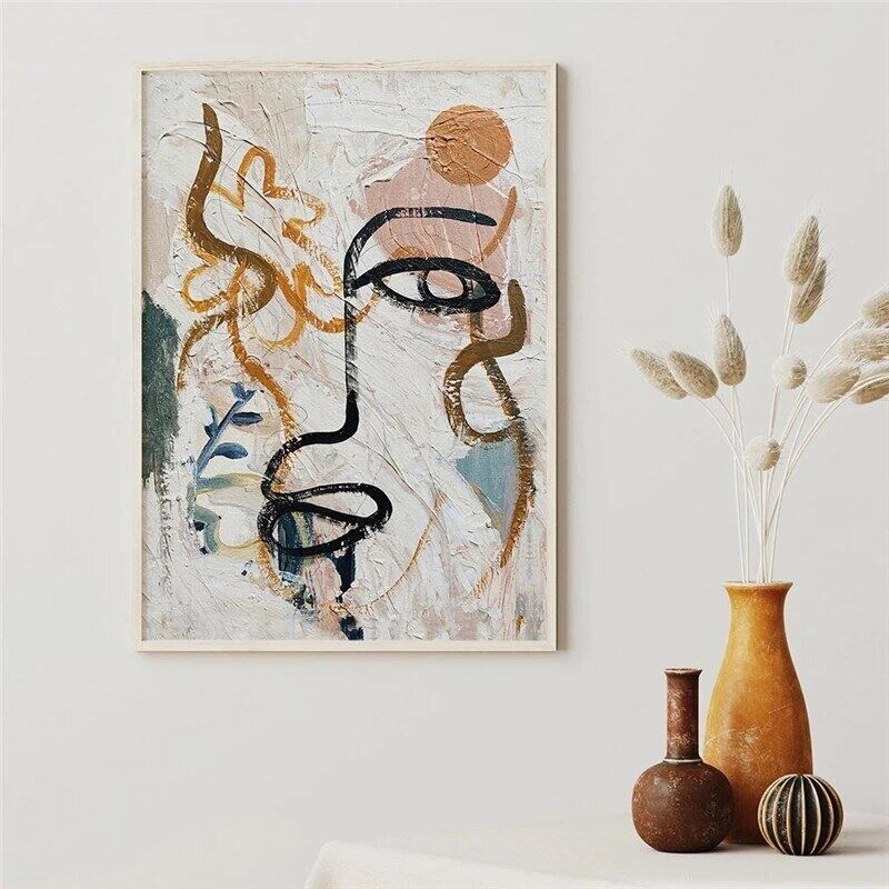 Abstract Human Face Matisse Canvas Paintings Retro Posters and Prints ...