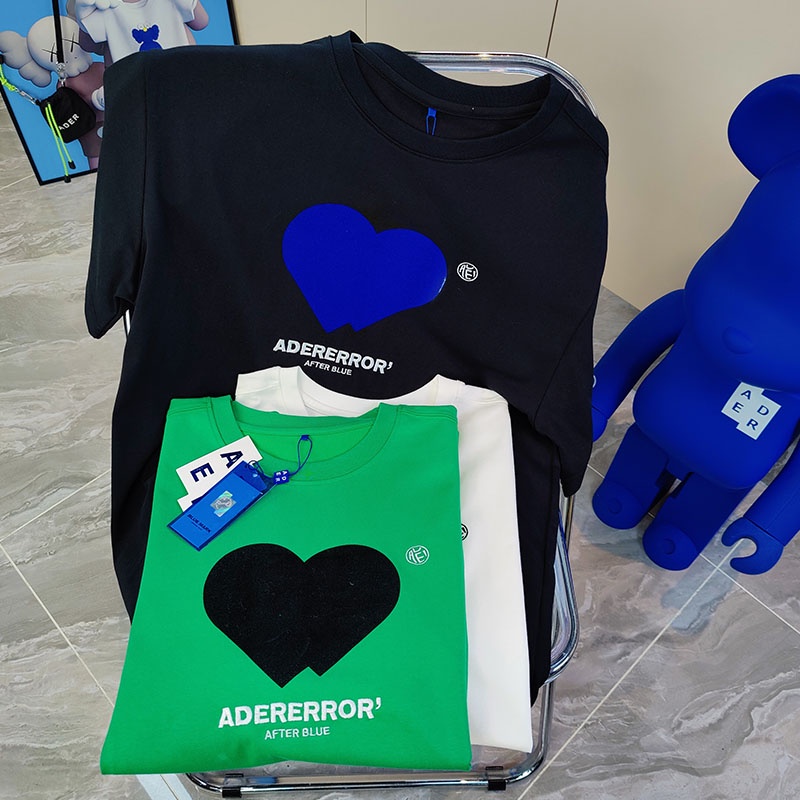 Ader error Short Sleeve Summer Printed Heart Letters 100% Cotton Loose ...