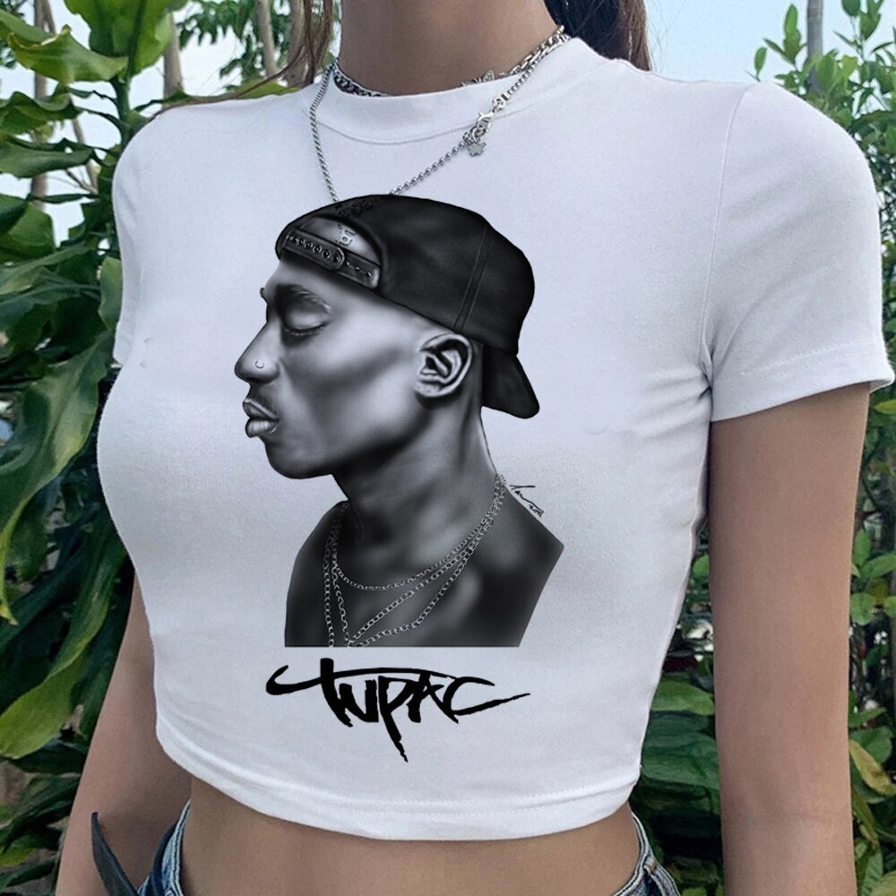 Tupac cyber y2k yk2 crop top Woman fairy grunge aesthetic streetwear ...