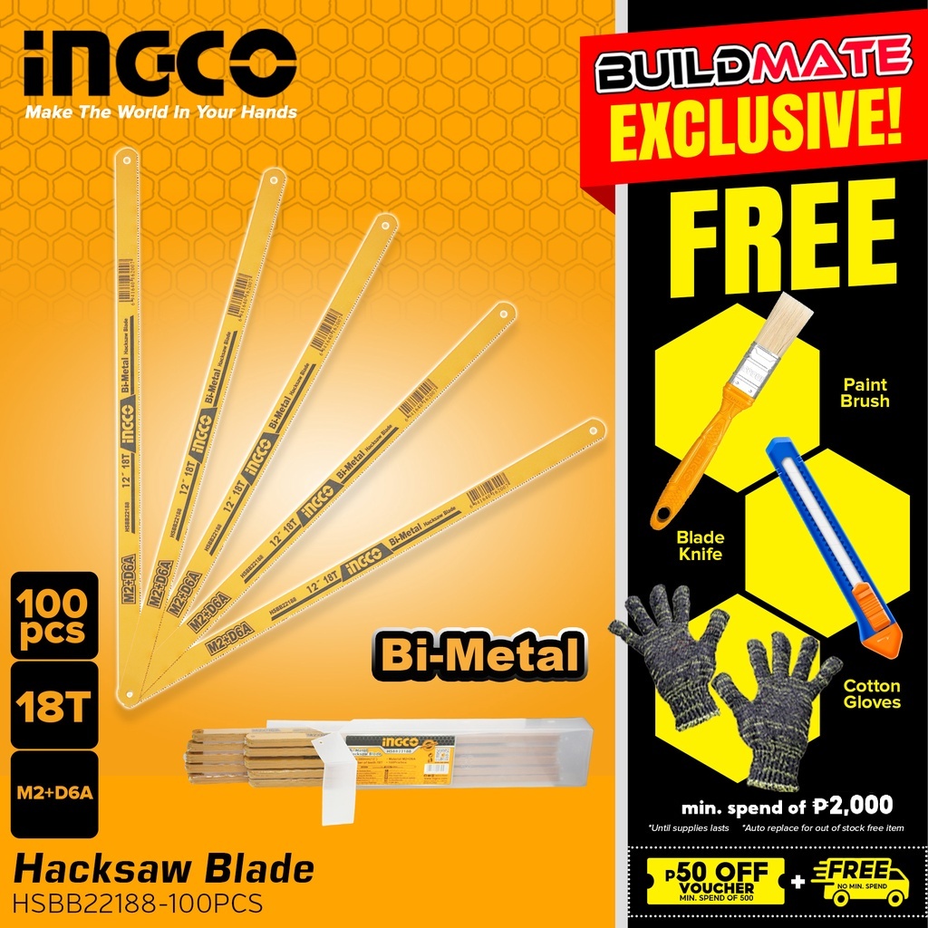 INGCO Hacksaw Blade 100PCS/BOX 12" Inch 18T Bi-Metal High Speed Hack ...