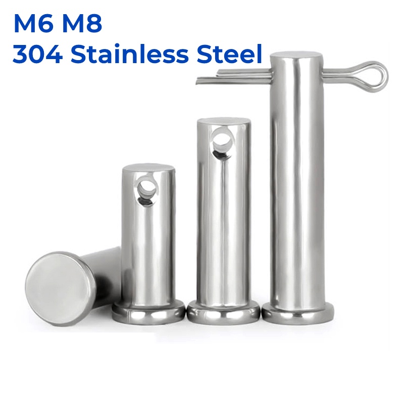 M6 M8 GB822 304 Stainless Steel Axis Pin with Hole Pin Shaft Cotter Pin Flat Head Cylindrical ...