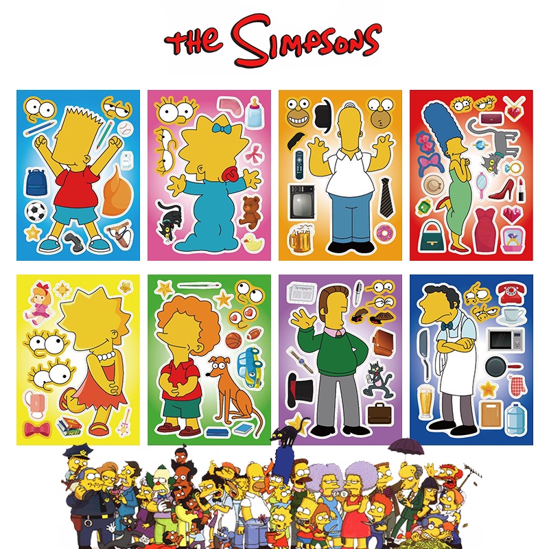 8 Sheets/Bag Classic American Animation The Simpsons Puzzle Stickers ...