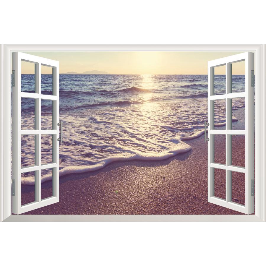 Sea 3D Window View Sticker Wall Art Vinyl Decal Summer Beach Landscape ...