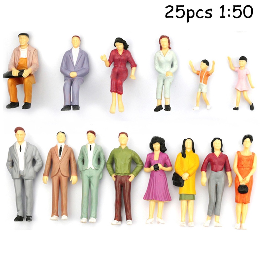 25Pcs Mixed Painted Model Railway Park Street Passenger People Figures ...