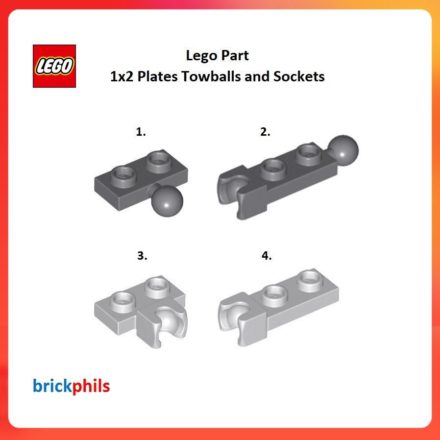 Lego Part - 1x2 Plates Towballs and Sockets (10pcs per Lot) | Shopee ...