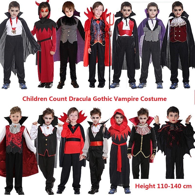 Kids Count Dracula Gothic Vampire Costume Children Carnival Party ...