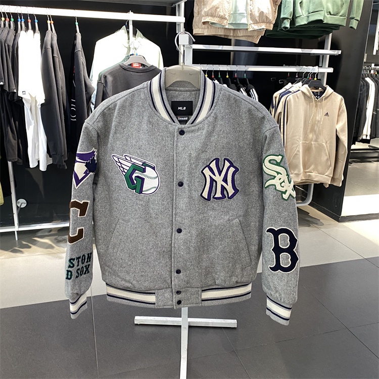 MLB NY Women's Baseball Jacket Embroidered LOGO Sports Casual Stand-up ...