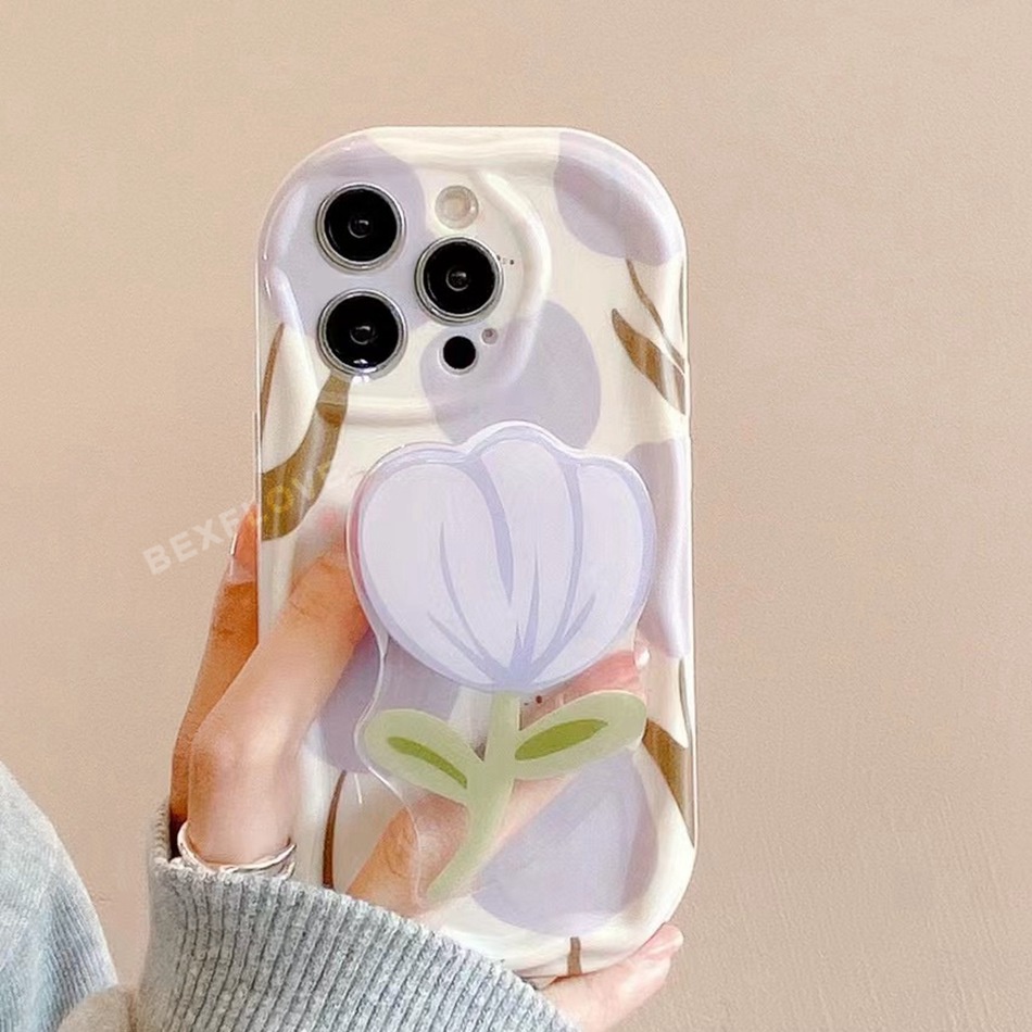 Cute Tulip Stand Phone Case for iPhone 7 8 Plus 11 12 13 14 Pro Max ...