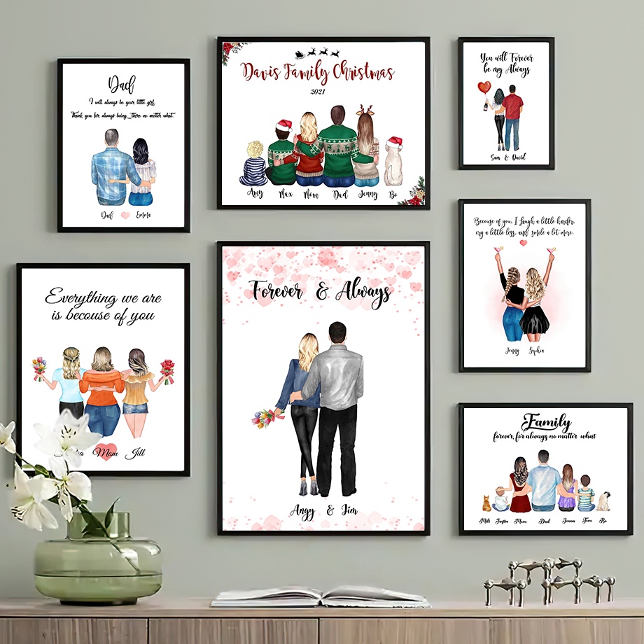 Family Parents Affection Best Friend Love Wall Art Canvas Painting ...