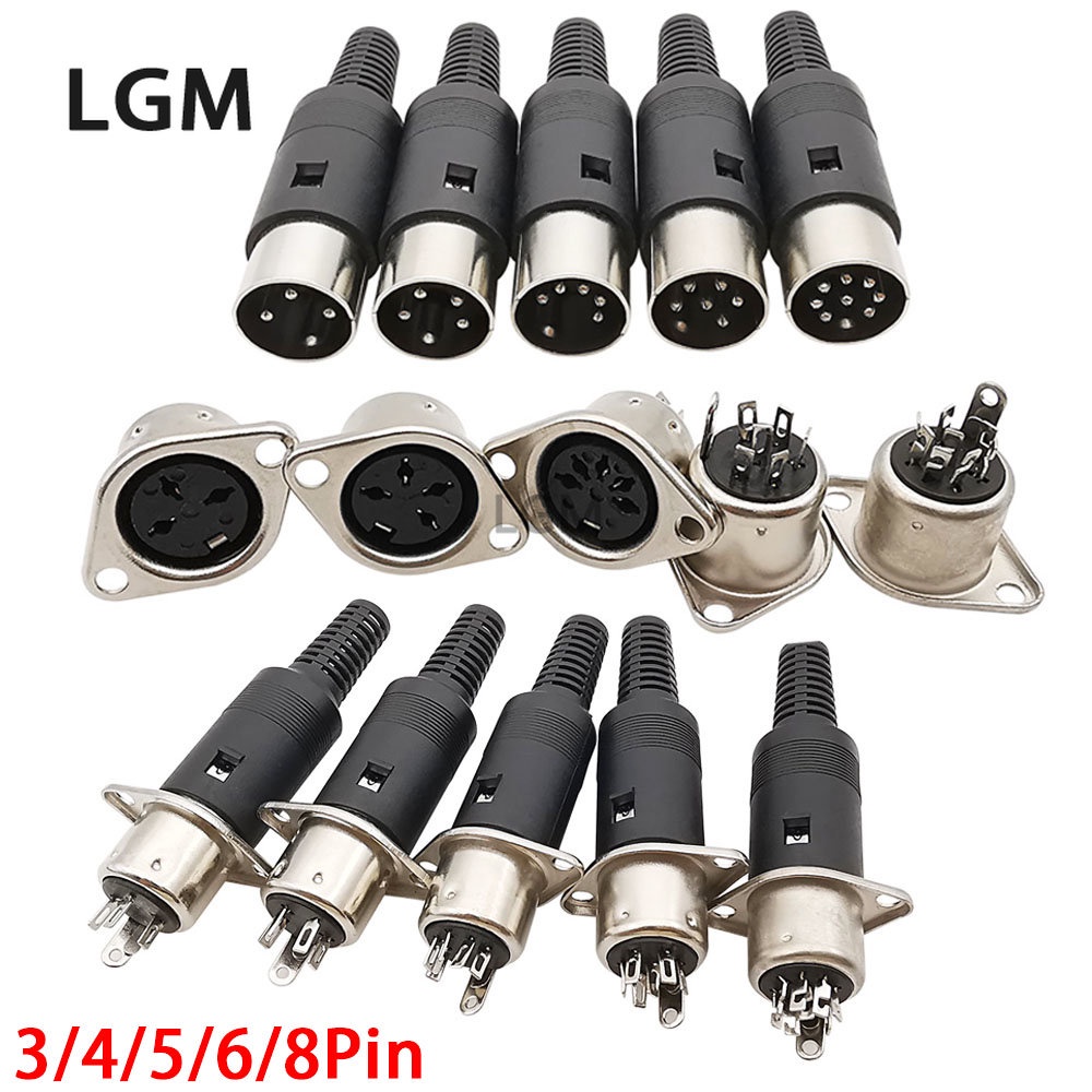 5Pcs DIN Connector 3/4/5/6/7/8 PIN DIN Male Plug with Female Socket Chassis Panel Mount Audio ...