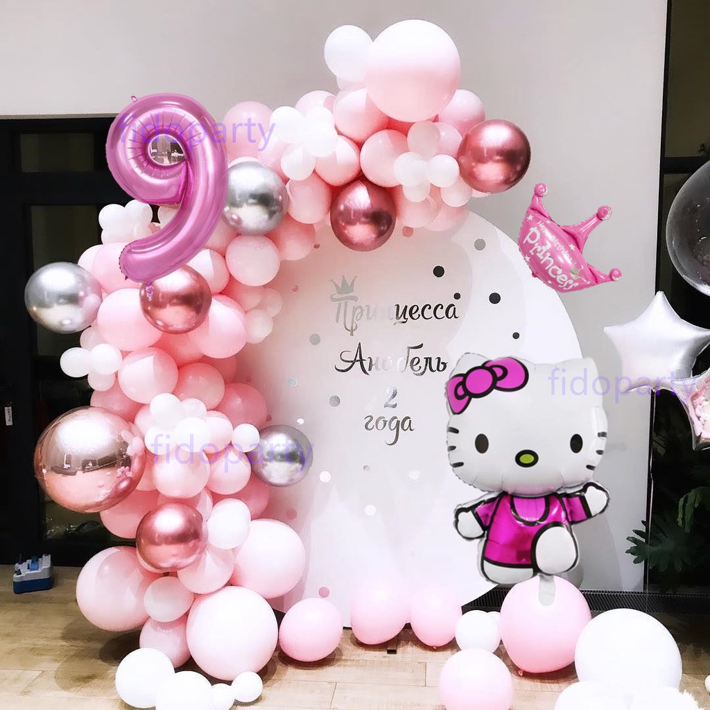 59pcs Disney Hello Kitty Balloons Garland Arch Kit Pink Latex Ballon ...