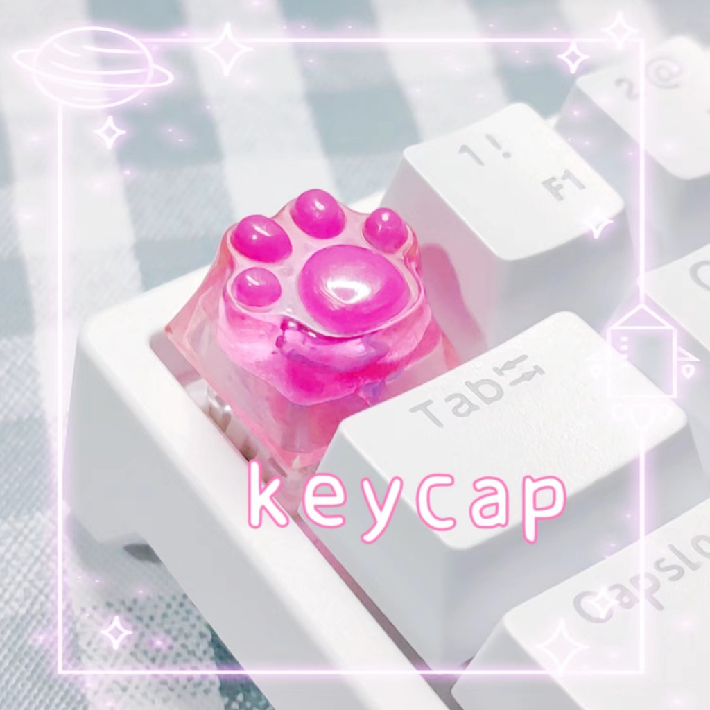 Resin Pink Cat Claw Transparent Keycap Mechanical Keyboard Keycap XVJO ...