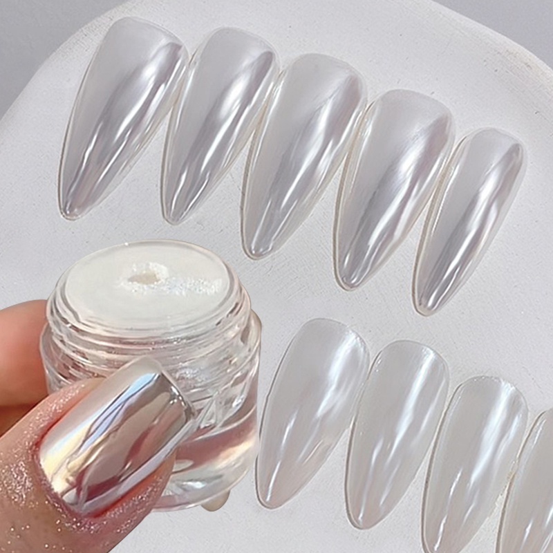 Moonlight Mirror Nail Powder Silver Fine Glitter Metallic Effect ...