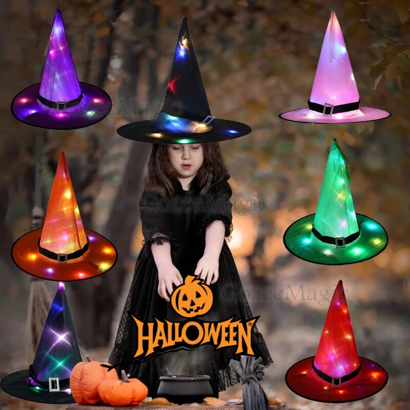 Halloween Cosplay Glow Hat Men Women Vampire Witch Hat Ghost Festival ...