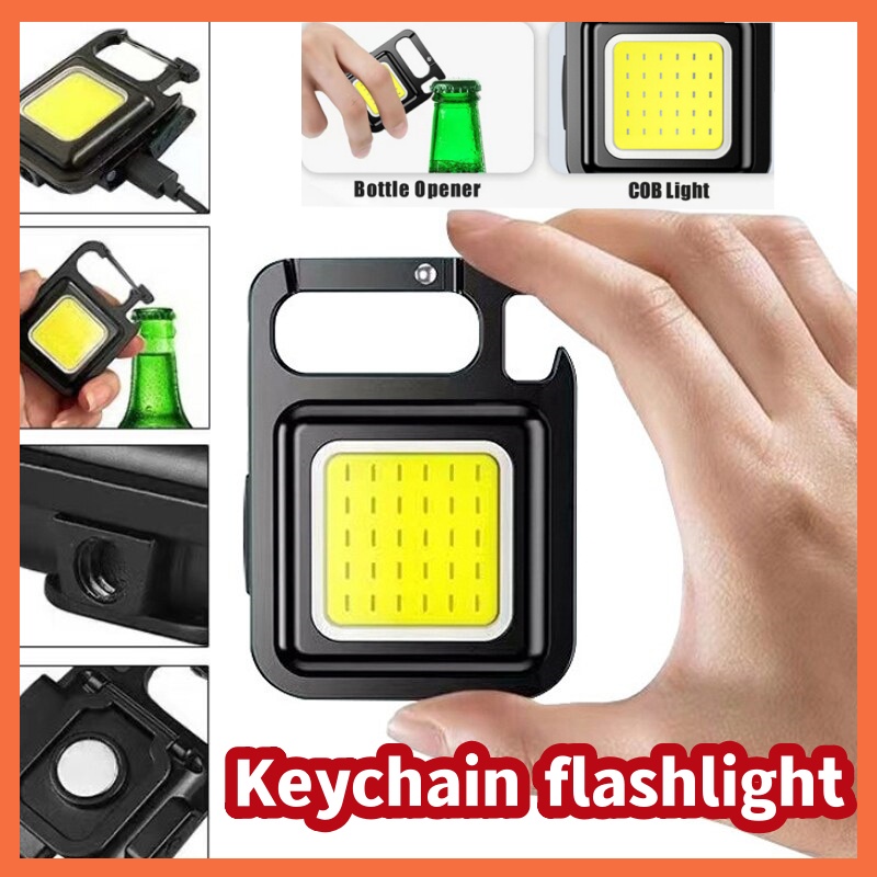Mini LED Keychain Flashlight Multifunction Light USB Rechargeable ...
