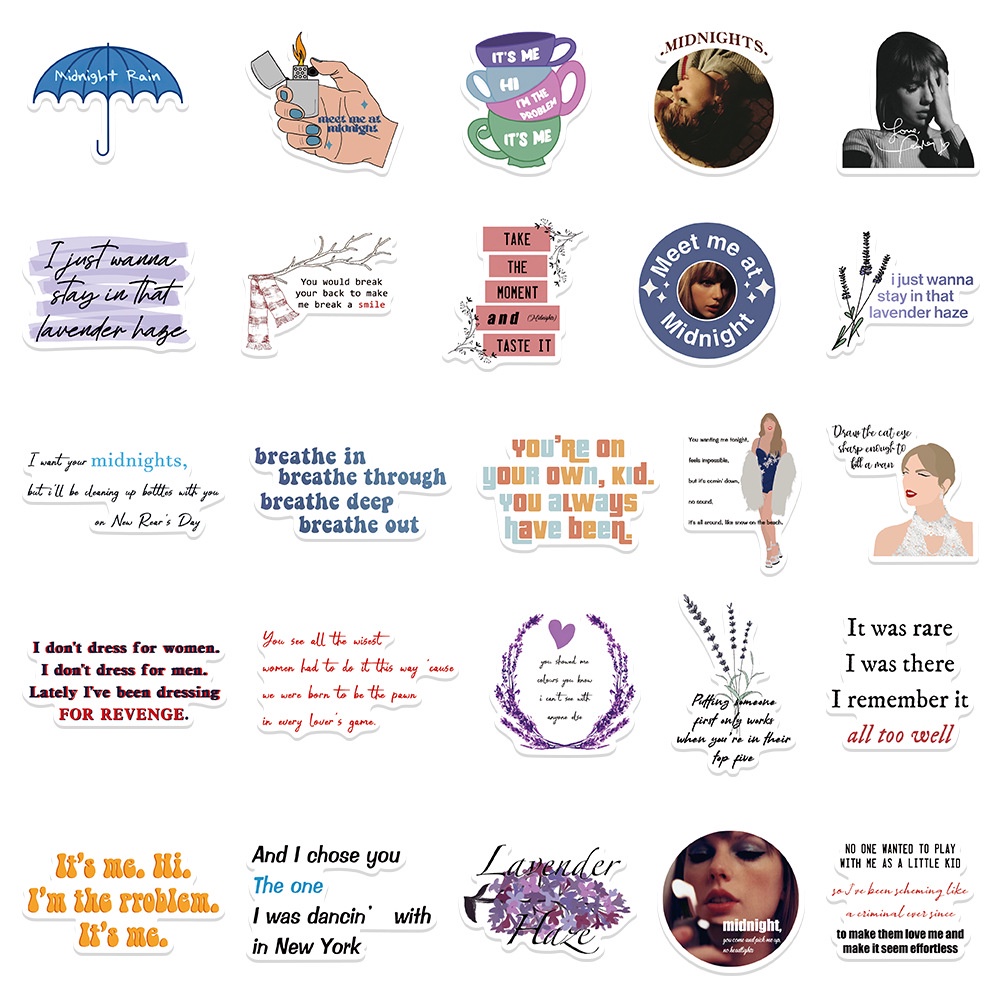50pcs/set Taylor Swift Sticker MIDNIGHTS New Album Waterproof Luggage ... 50pcs/set Taylor Swift Sticker MIDNIGHTS New Album Waterproof Luggage ...
