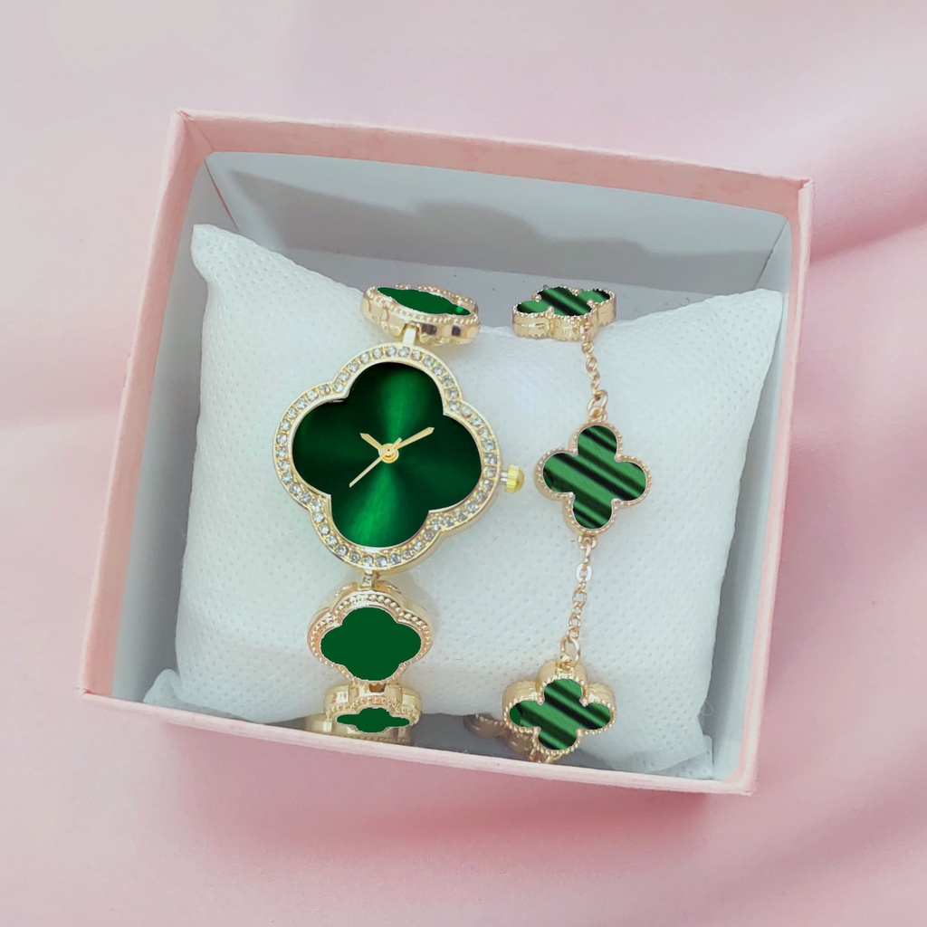 Ladies Watch Set Mini Quartz Ladies Watch Four-leaf Clover Ladies Watch ...