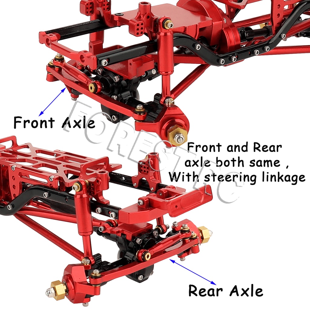 4WD Metal Full Chassis Frame Refit Kit with Front Rear Steering axle Bumper Wheels Hub Rim for ...