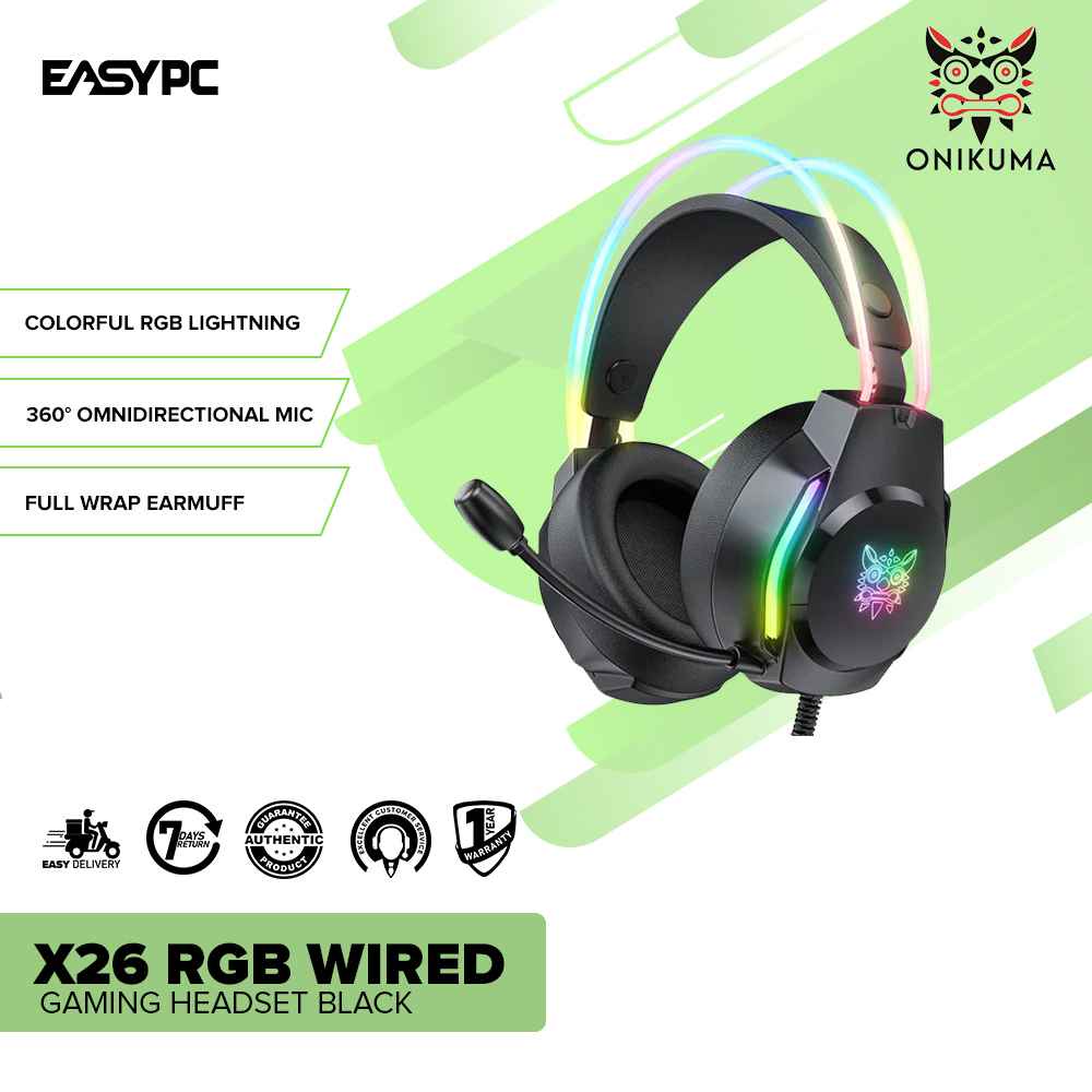 EasyPC| Onikuma X26 Wired Gaming Headset| RGB Black | Shopee Philippines