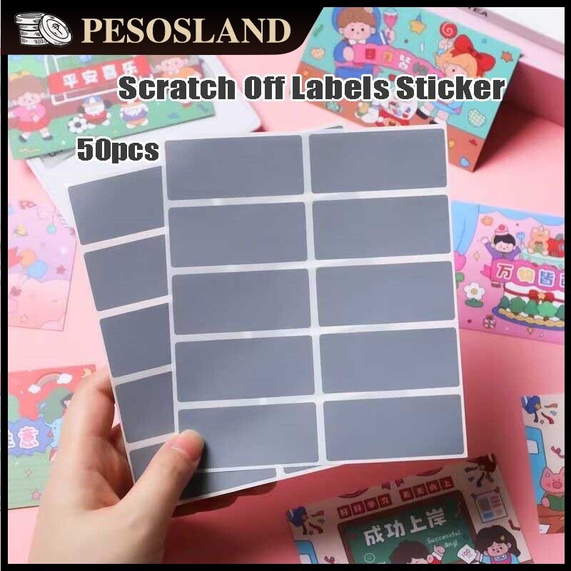50Pcs Scratch Off Labels Sticker For DIY Scraping Lottery | Shopee ...