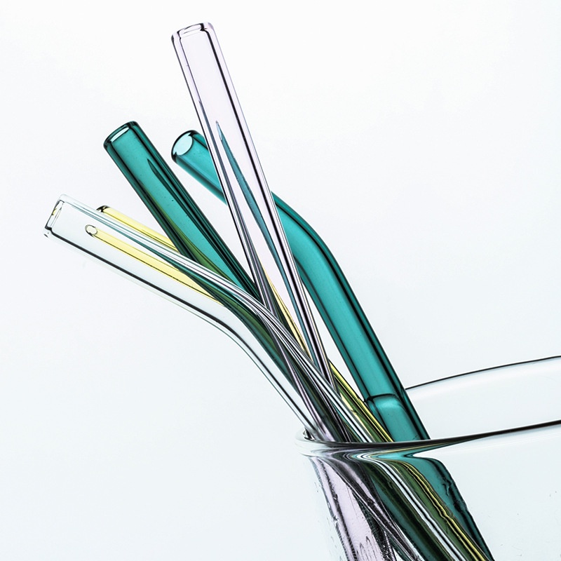 Reusable Glass Straw (Borosilicate or Pyrex Glass) - Bent Clear 1pcs ...