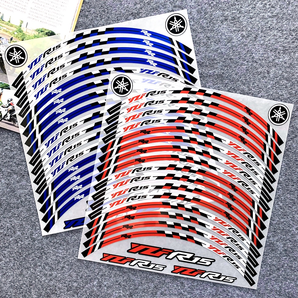 For Yamaha YZF R15 Motorcycle Wheel Hub Stickers Reflective Waterproof ...
