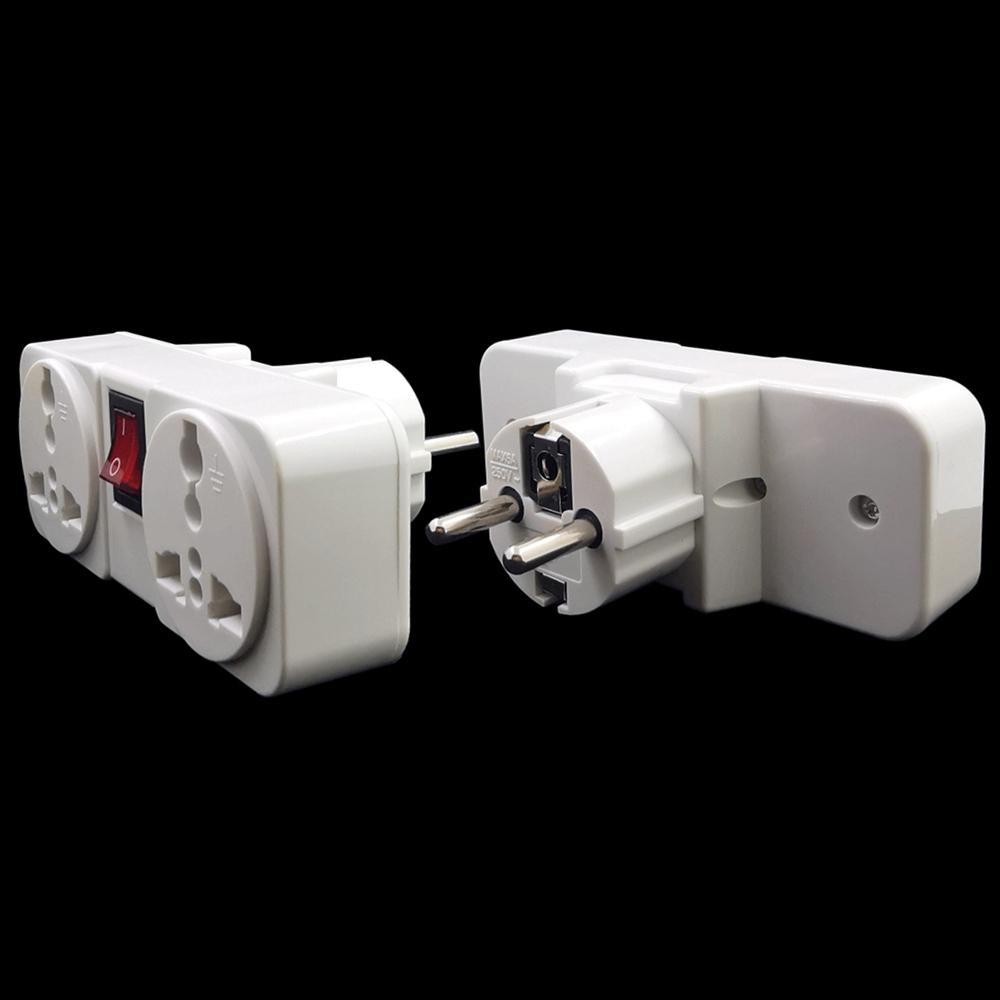 White Copper 250V 10A Universal Adaptor Socket Portable 2 Way Outlet ...