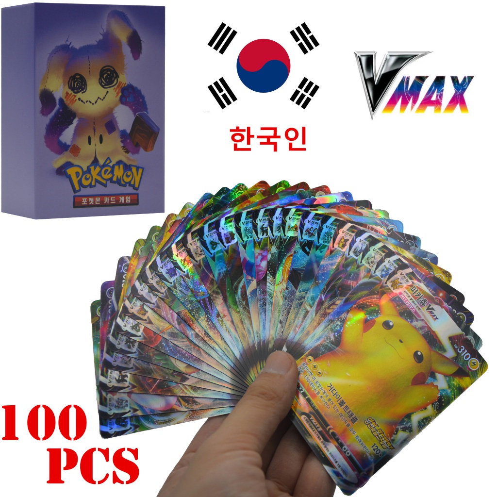 Korean Pokemon Cards 100Pcs Vmax Arceus Pokémon Card Shining Charizard ...