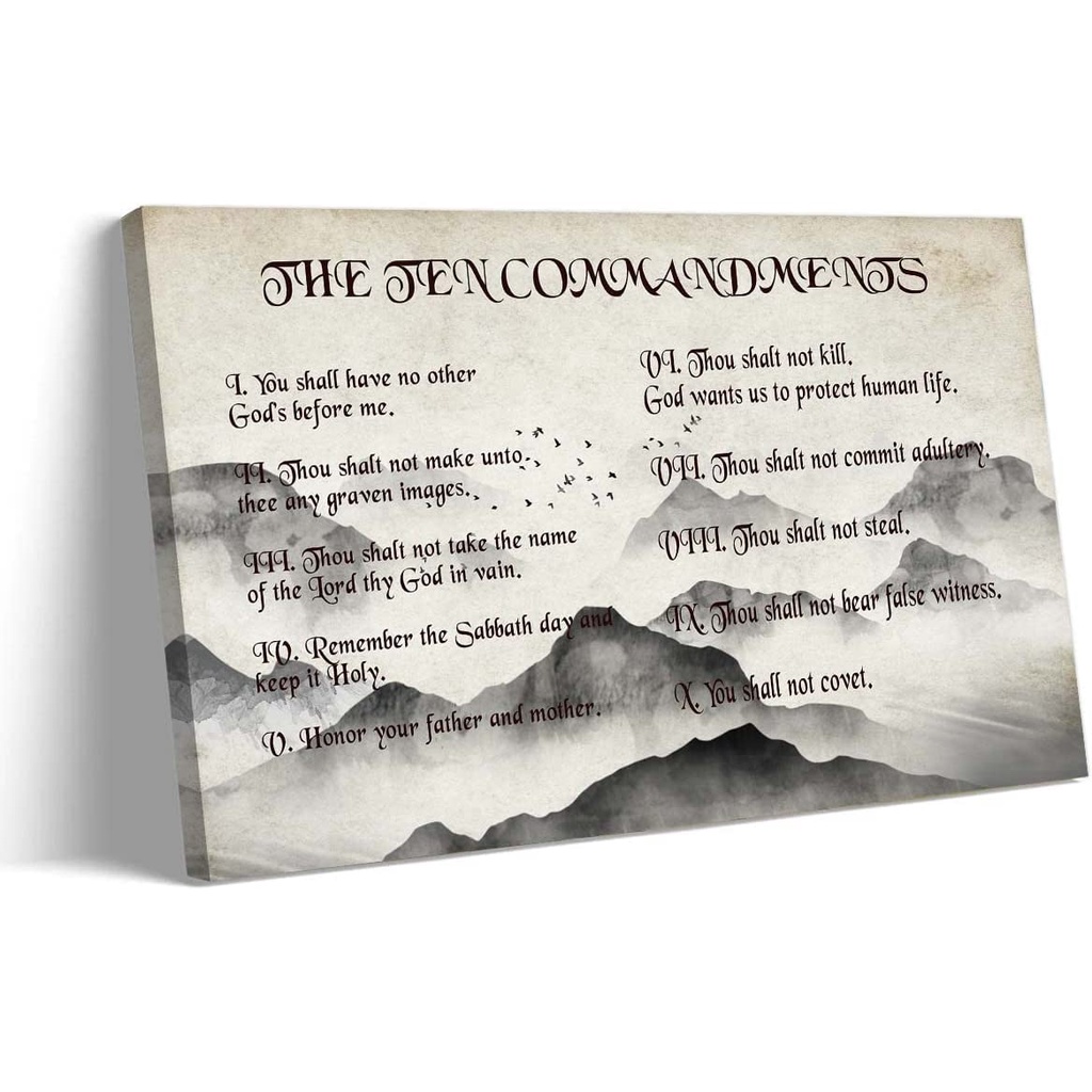 The Ten Commandments Wall Art Bible Verse Poster Vintage Scripture ...