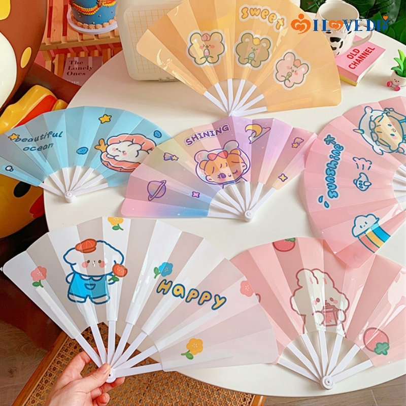 Kawaii Cartoon Girls Animals Small Fan/ Creative Collapsible Cool Fan ...