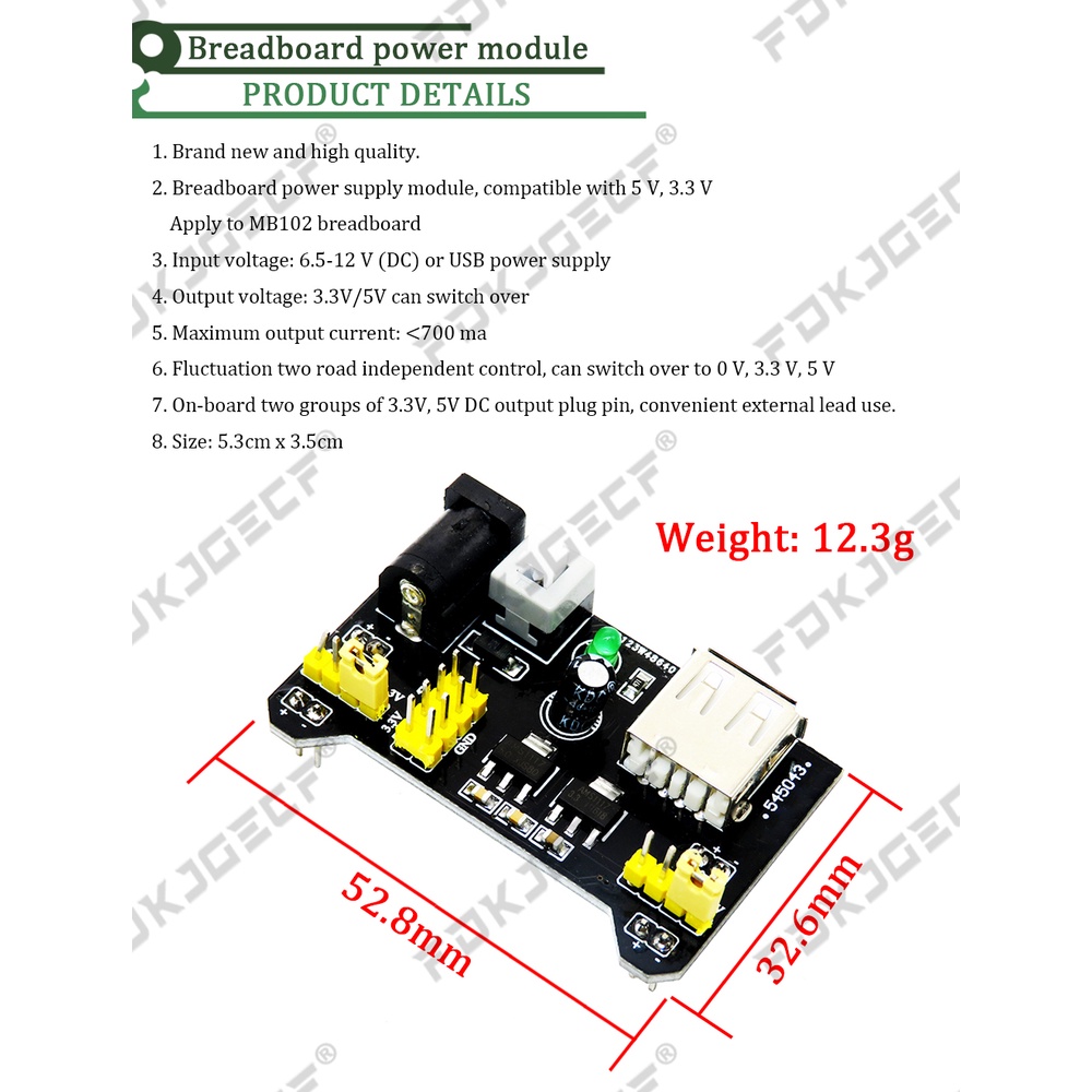 3.3V/5V MB102 Breadboard power module+MB-102 830 points Prototype Bread ...
