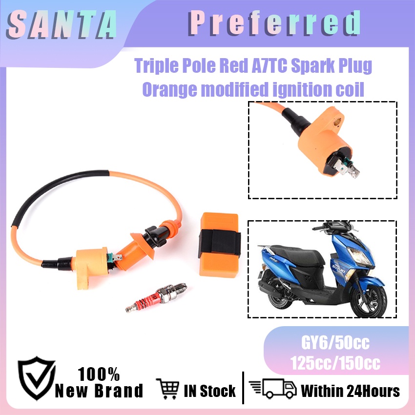 GY6 Racing Ignition Coil CDI + Spark Plug Kit For 50cc 125cc 150cc ...