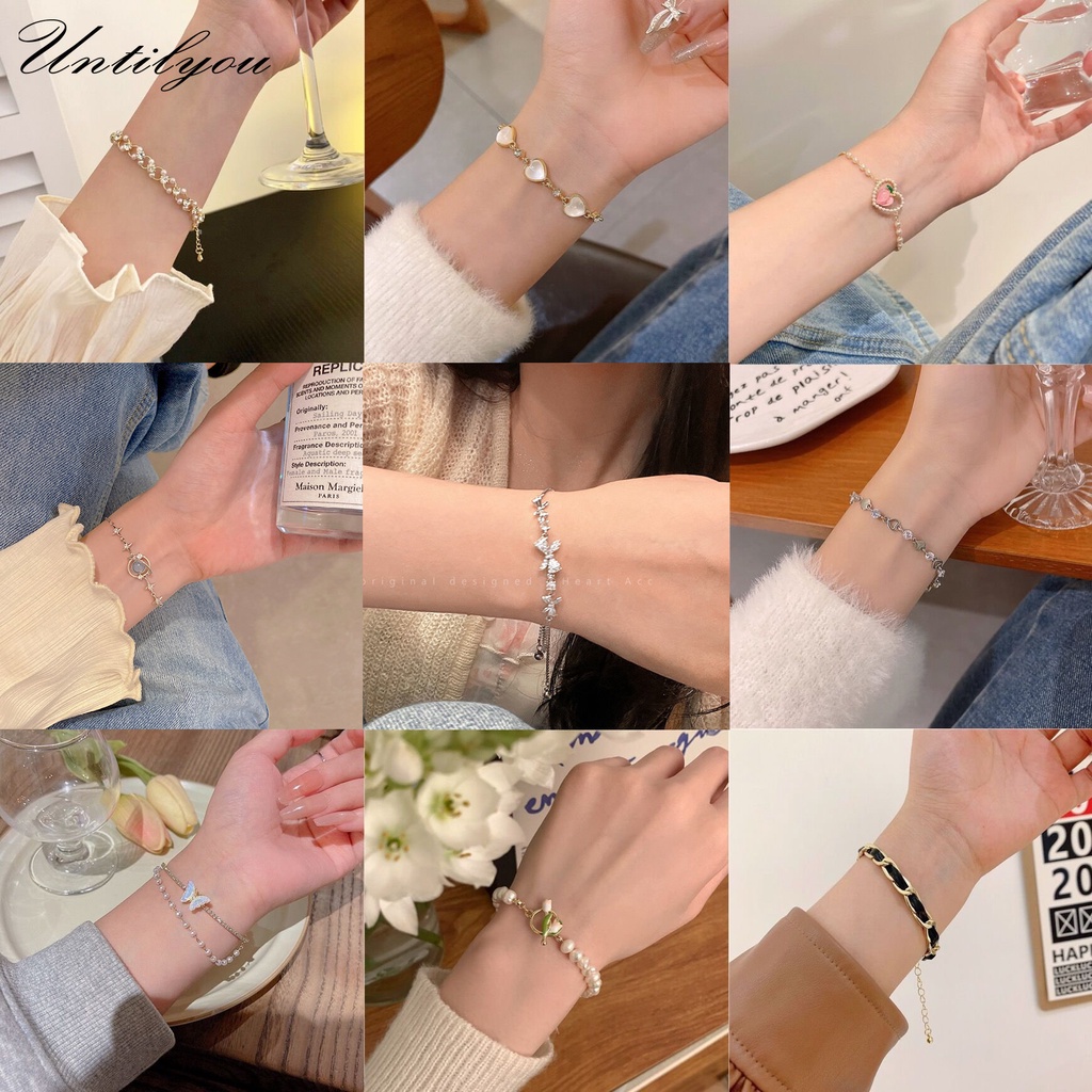 YEEZII Elegant Pearl Opal Bracelet for Women Peach Butterfly Tassel ...