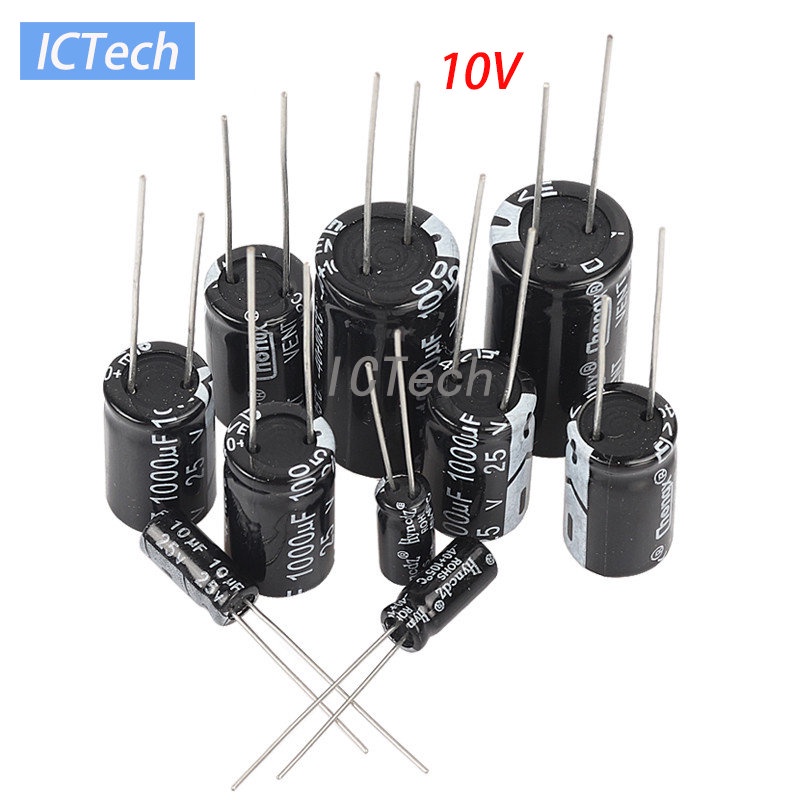 50Pcs 10V Aluminum Electrolytic Capacitor 47UF 100UF 220UF 330UF 470UF 680UF 1000UF 1500UF ...