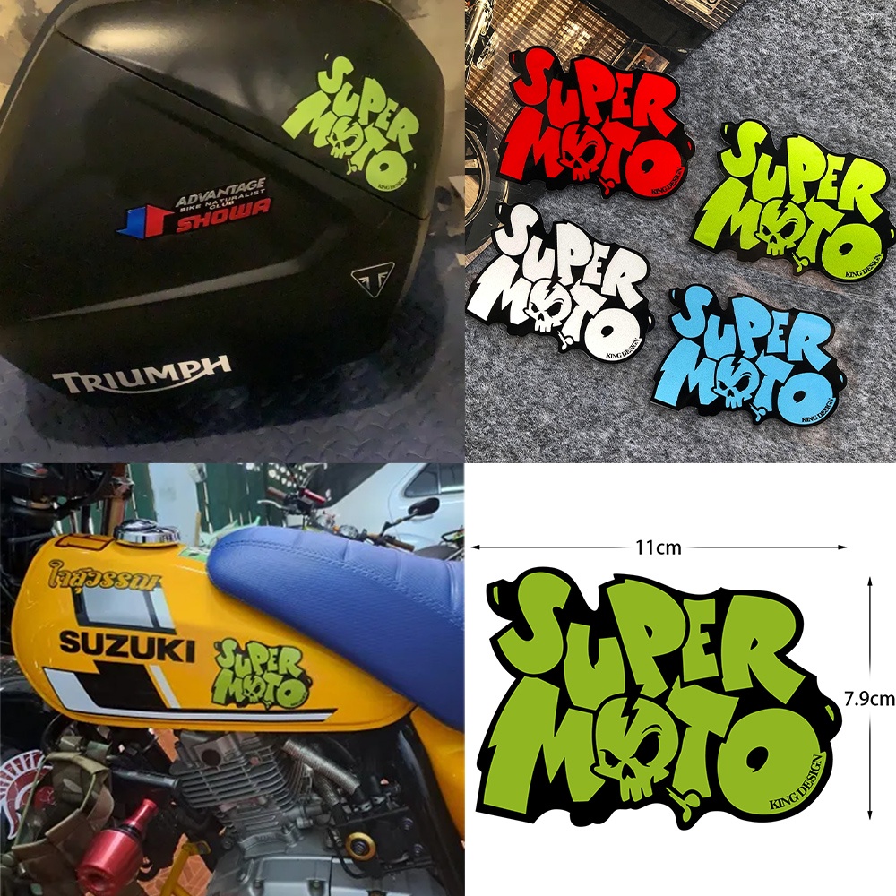 Super Moto Reflective Motorcycle Stickers Strip Bike Helmet Vinyl ...
