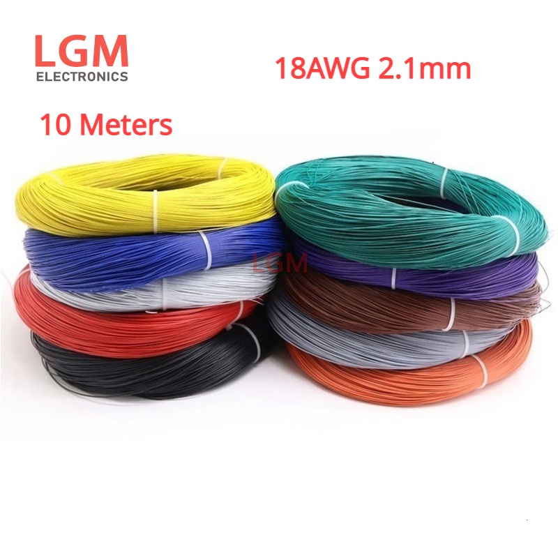 10 Meters PVC Wire 18AWG 2.1mm Flexible Cable Insulated Tin-plated ...