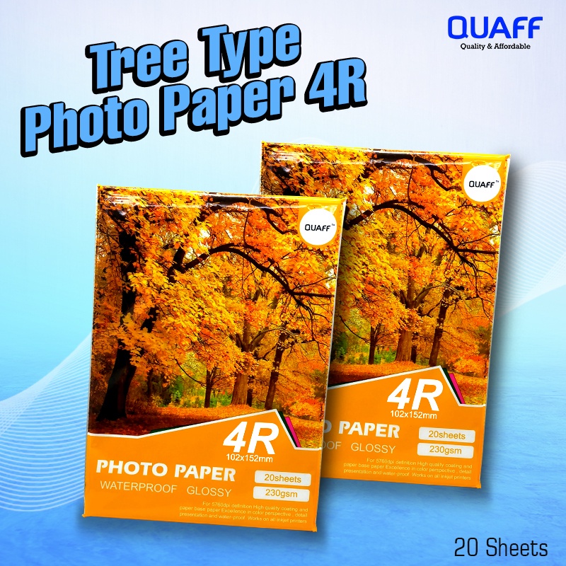 Quaff 4r Size 230gsm Glossy Photo Paper Inkjet 20 Sheets Pack | CPM ...