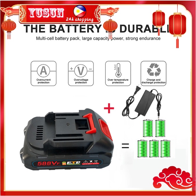 【Ready Stock】588VF Rechargeable Lithium Battery 21V Lithium Li-Ion ...