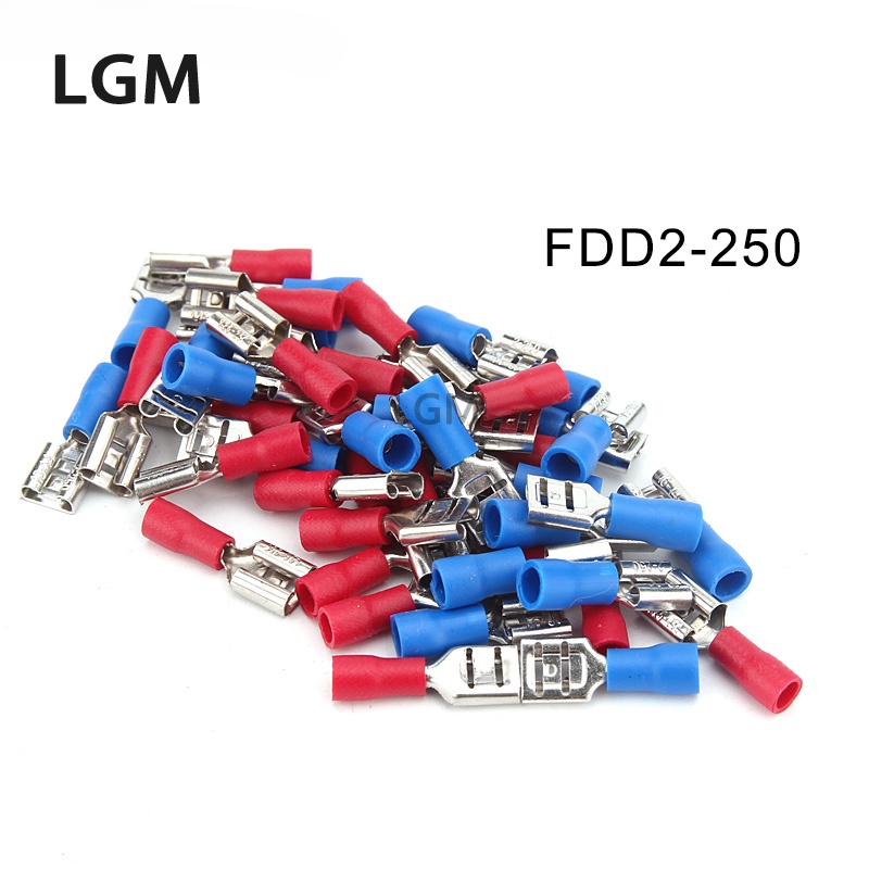50Pcs Pack FDD2-250 FDD Female Insulated Electrical Crimp Terminal for ...