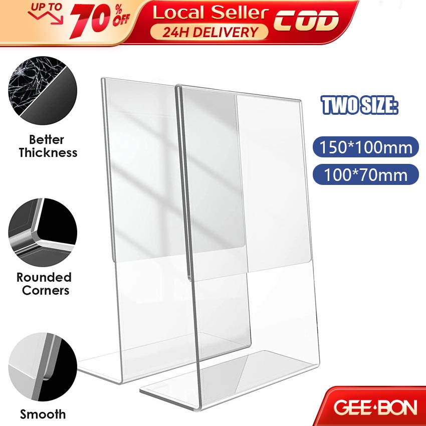 GEEBON Acrylic Display Stand Vertical L Shape Table Sign Price Tag ...