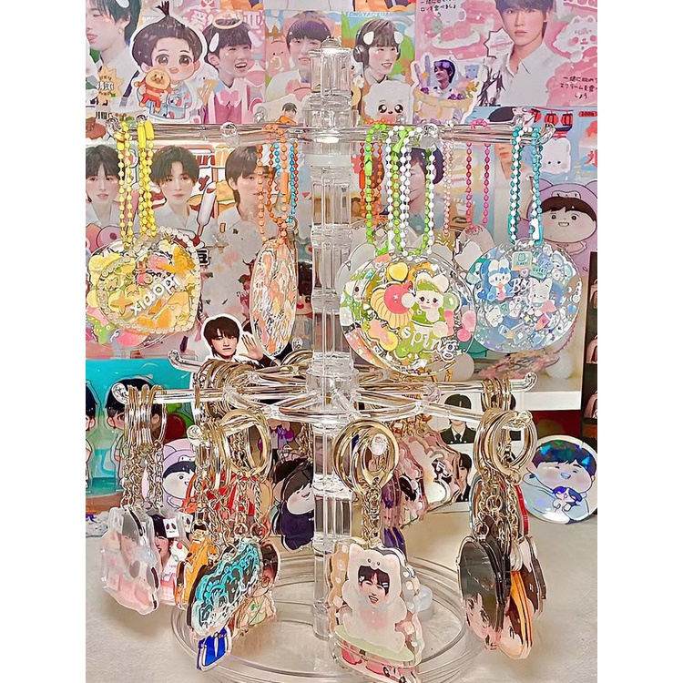 Keychain Storage Display Stand Double-Layer Rotating Hanging Goo Card ...
