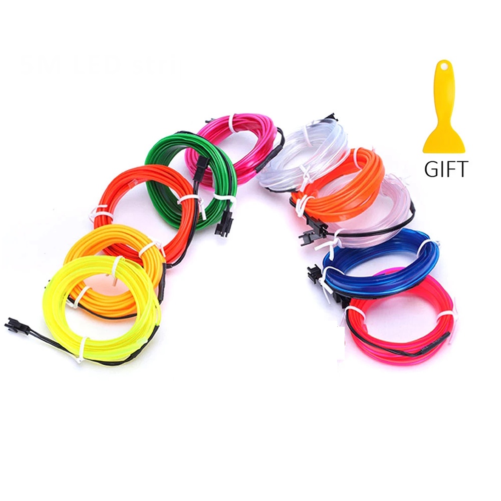 3V 5V 12V Neon Light 1M 2M 3M 5M EL Wire LED Dance Party Decoration Car ...