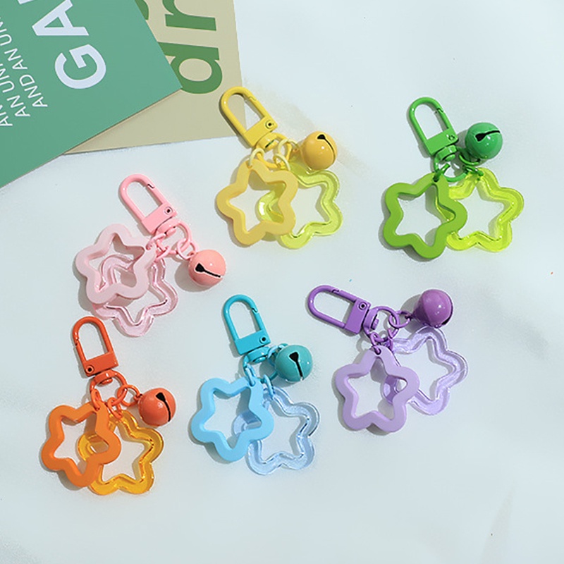 Colorful Acrylic Hollowed Out Pentacle Keychain Wommen Bag Pendents ...
