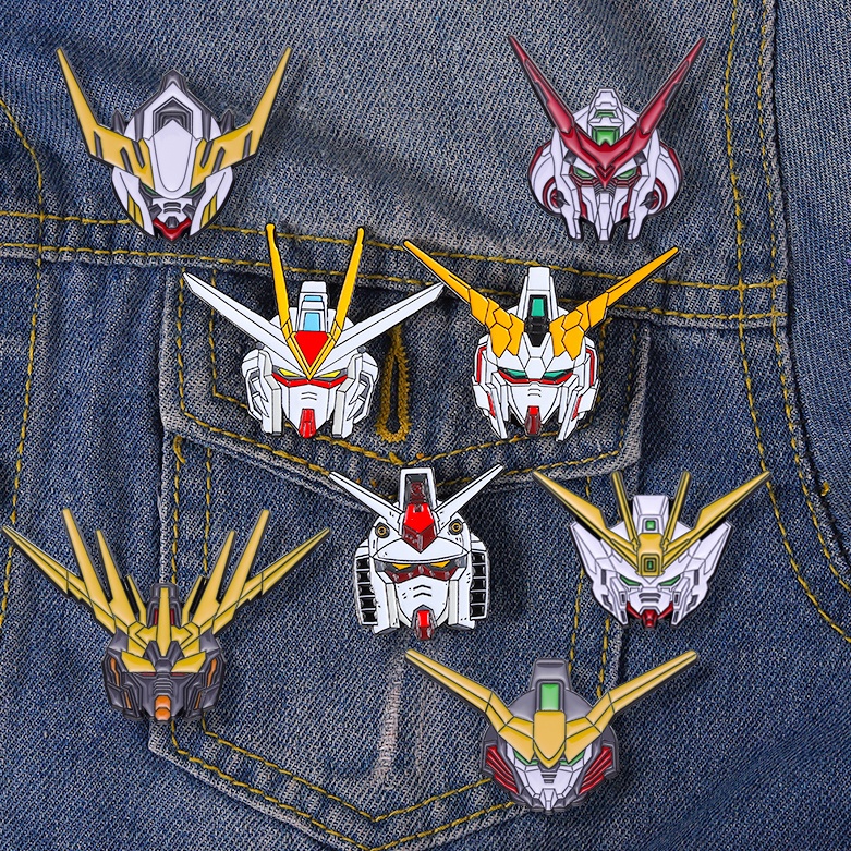 8 Styles Mobile Suit Gundam Lapel Brooches Anime Enamel Pins Cool ...