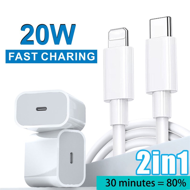 20W 30W Fast Charger USB-C Power Adapter with USB PD Cable Cord EU Plug ...