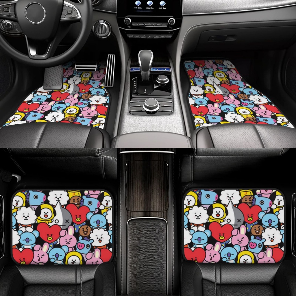 BT21 4pcs Universal Car Auto Floor Mats Floor Liner Front&Rear Carpet ...