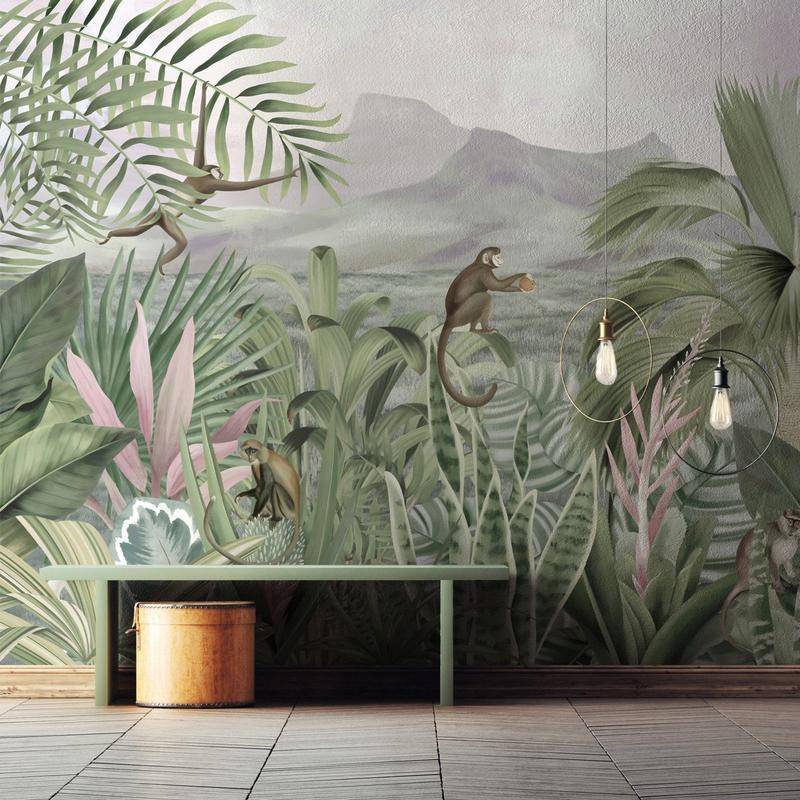 Customize Panoramic 3D Wallpaper Zako Jungle Animals Monkey In Forest ...