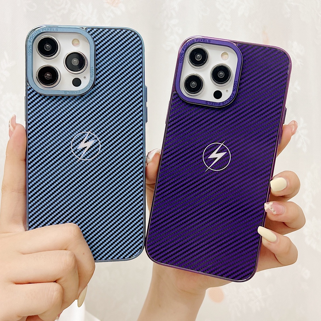 HOCE Luxury Lightning Pattern Slim Carbon Fiber Phone Case for iPhone ...